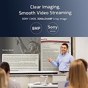 INSWAN INS-1 USB Document Camera — 8MP Ultra HD, Auto Focus, LED Light, Built-in Microphone, Mac OS, Windows, Chromebook Compatible for Distance Learning, Remote Teaching, Web Conferencing, Live Demo