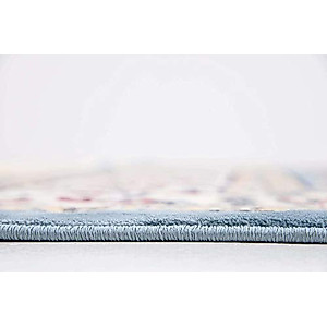 Unique Loom Narenj Collection Classic Traditional Textured Hunting Design Area Rug, 8 ft x 10 ft, Blue/Tan