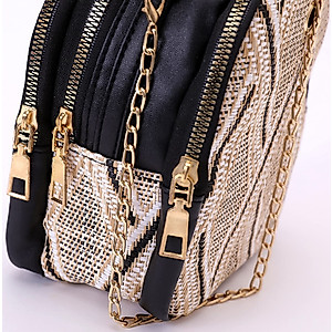 Small Crossbody Bags Shoulder Bag for Women Bee Stylish Lady Fashion Cute Purse Mini Handbag straw rope design hollow-carved (Black3)