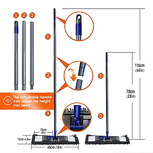 MASTERTOP Professional Microfiber Mop - Microfiber Sweeper Dust Mop,Wet & Dry Floor Cleaning Mop, 4 Replaceable Washable Mop Pads, Extendable Handle, Flat Magic Mop for Hardwood, Tiles, Laminate