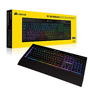 CORSAIR K57 RGB Wireless Gaming Keyboard - <1ms response time with Slipstream Wireless - Connect with USB dongle, Bluetooth or wired - Individually Backlit RGB Keys, Black