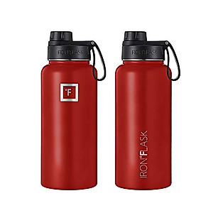 IRON °FLASK Sports Water Bottle - 32 Oz, 3 Lids (Spout Lid), Leak Proof, Vacuum Insulated Stainless Steel, Double Walled, Thermo Mug, Metal Canteen