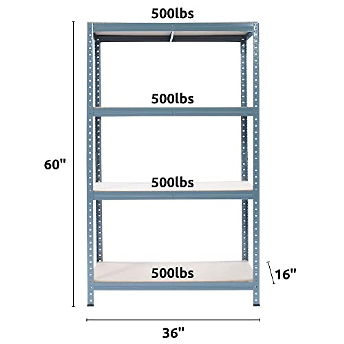 Trestles 36 x 60 4 Tier Adjustable Storage Metal Frame Shelves Boltless Multipurpose Utility Rack Unit for Warehouses and Garages, 800 lb Capacity