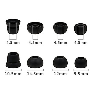 Zotech 8 Pair (16pcs) Replacement Earbud Tips for Beats Powerbeats3 Wireless Stereo Headphones - Small, Medium, Large, and Double Flange (Black)