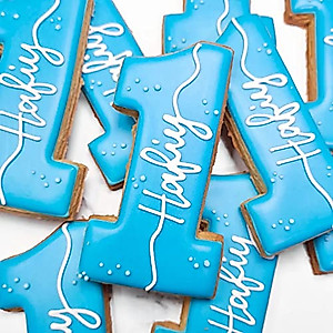 3Pcs Number One Cookie Cutters 5", 4", 3", 1 Cookie Cutter Set, Biscuit Cutter, 0.4MM Thickness Heavy Duty Food-Grade Stainless Steel, Coated with Soft PVC for Protection