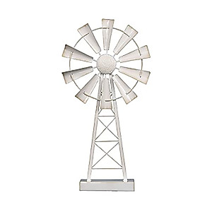 Foreside Home & Garden White Large Enamel Metal Windmill Table Decor