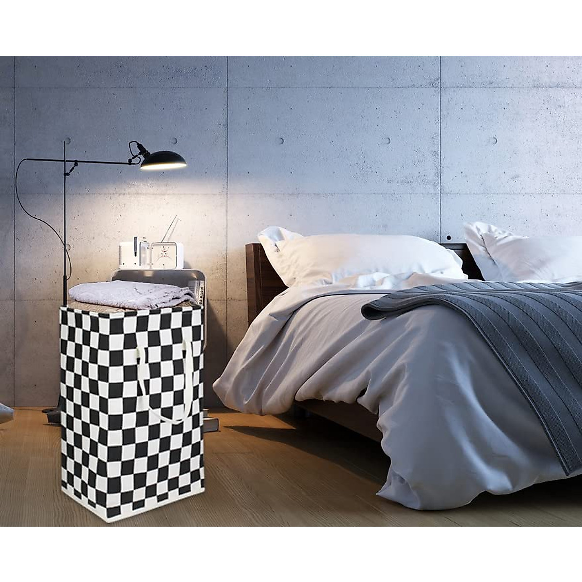 HIYAGON 75L Freestanding Laundry Basket,Large Collapsible Tall Clothes Hamper with Handles,Waterproof Toy Storage Bin for Boys and Girls,Baby Nursery(Racing flag)