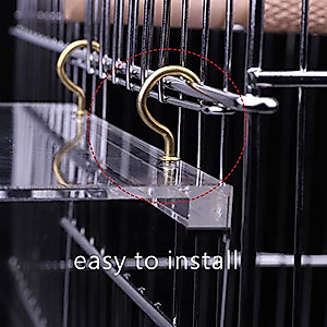 Tfwadmx Bird Bathtub for Cage Parrot Bath Shower Box Bowl No-Leakage Design with Hooks for Small Bird Parrot Myna Budgie Lovebird