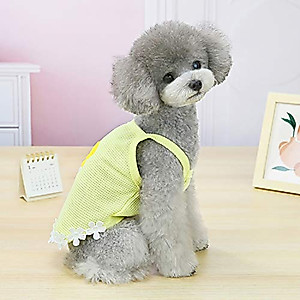 Dog Dress Puppy Skirt Dog Clothes Princess Dresses Tutu Chick Braces Skirt Wedding Cotton Suspender Skirt for Small Dog Girl Female Cat (Yellow, L)