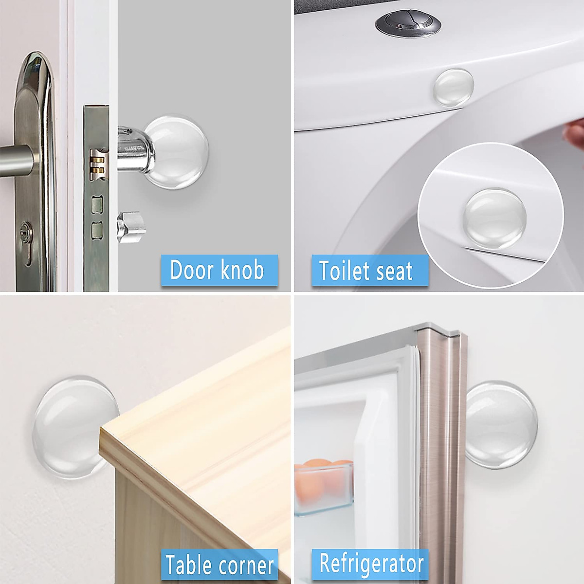 Xfenvs Door Knob Wall Shield, 6PCS Transparent Round Soft Rubber Wall Protector Self Adhesive Door Handle Bumper (Small Round 1.57 Inch 6PCS, Clear)