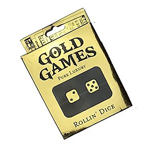 Gold Games Gold Dice Set 2-Pack, Play in Style, Water-Resistant Luxurious Metal Alloy, Great Addition to Any Game or Dice Collection, Perfect Novelty Gift