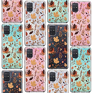 Cavka Phone Case Compatible with Samsung Galaxy A73 A72 5G A71 A54 A52 A42 A34 A32 A14 A11 Maple Oak Leaf Mushrooms Print Bumper Silicone Cute Clear Protective Shockproof Transparent Autumn Leaves
