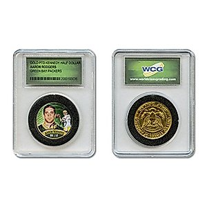 Aaron Rodgers NFL Packers Colorized JFK Half Dollar U.S. Coin in Slabbed Holder