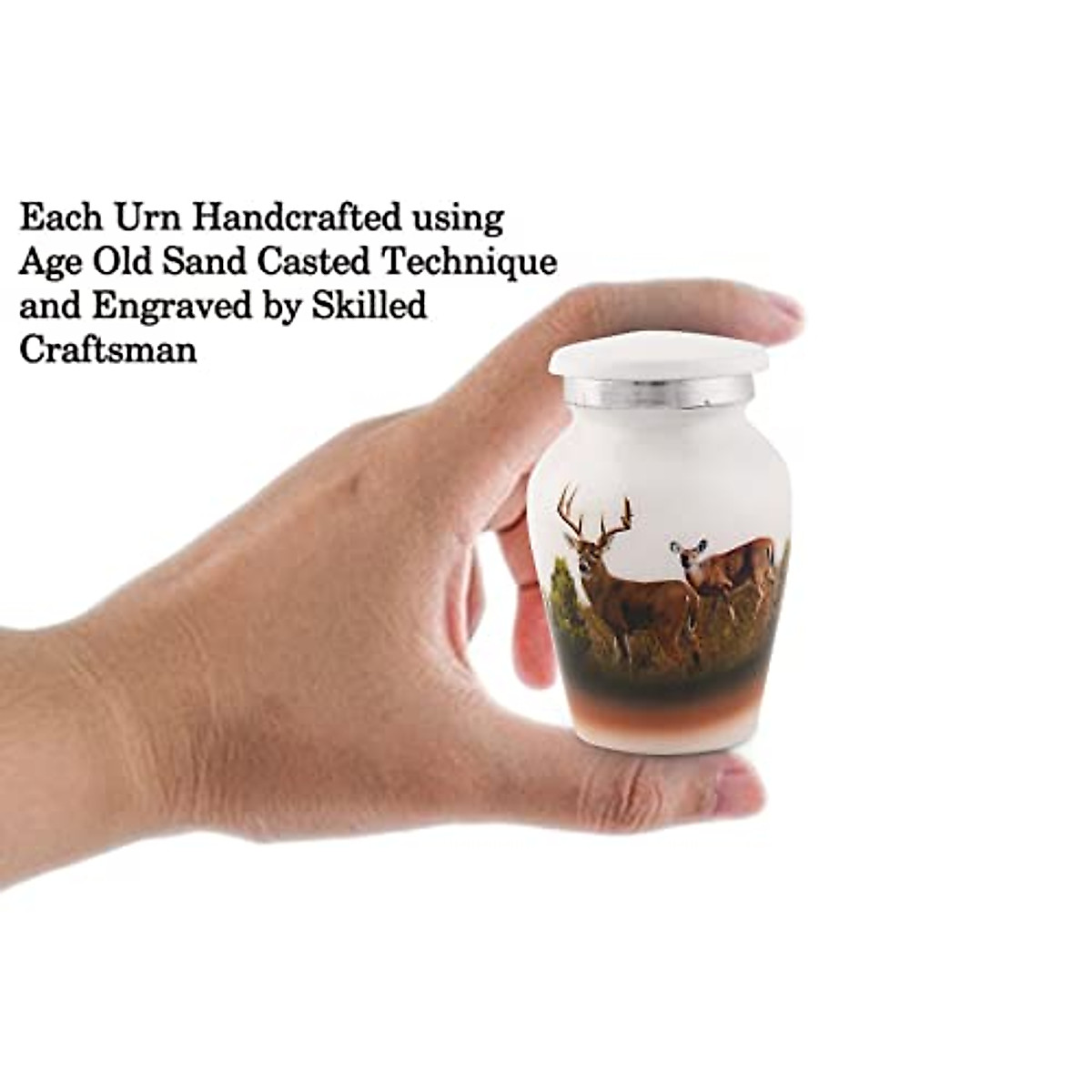 BOLD & DIVINE Keepsake Cremation Urns for Human Ashes - Decorative Urns, Urns for Human Ashes Female & Male, Urns for Ashes Adult Female, Funeral Urns | Mini Urn Set of 4 Deers