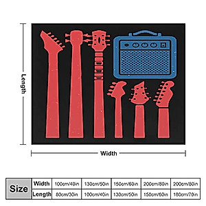 Rock N Roll USA Flag Flannel Fleece Throw Blanket Soft Warm Lightweight Fuzzy Plush Blankets for Bed Couch Sofa 70"x80"