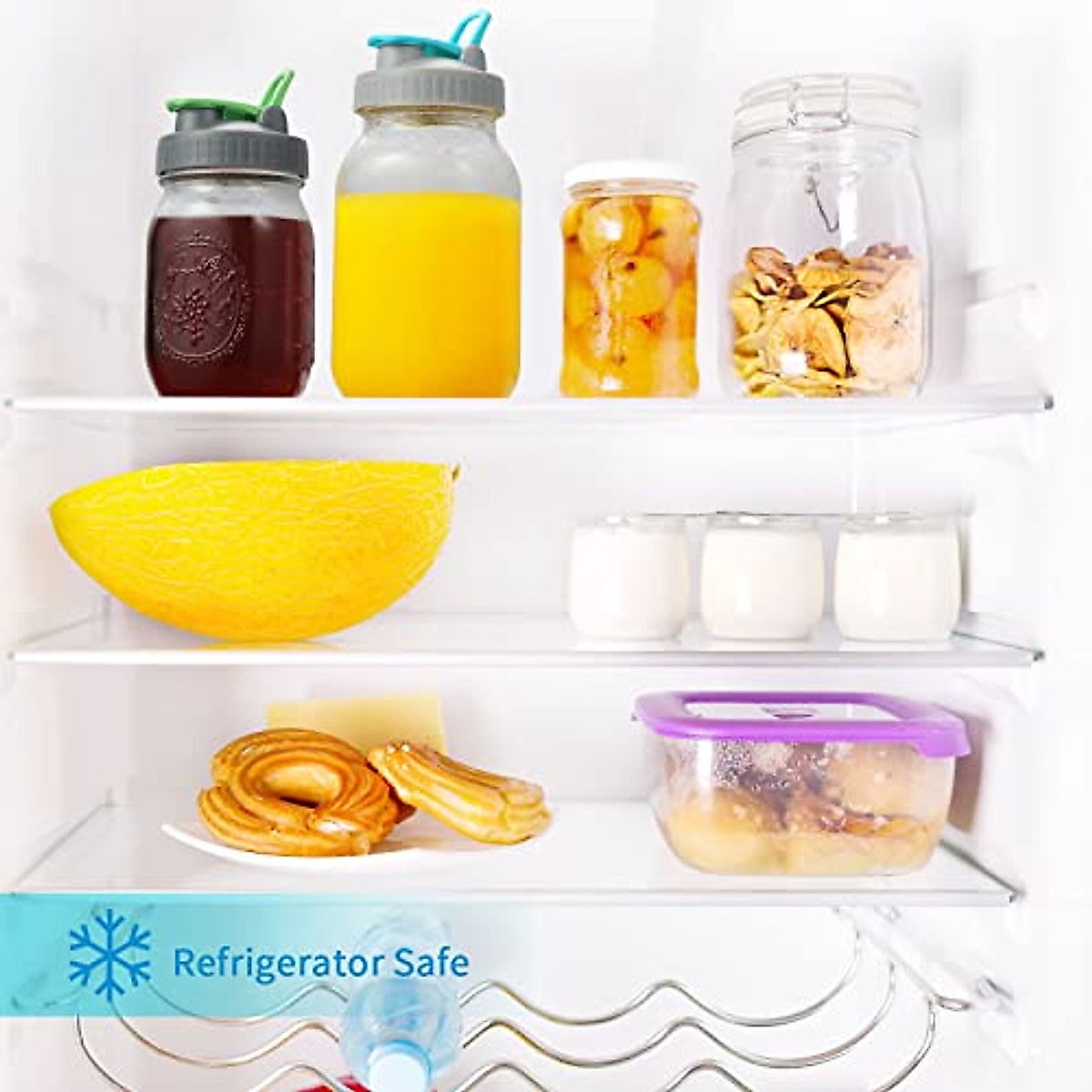 4pcs Regular Mouth Flip Cap Lids for Ball Mason Jar, Leak-free and Airtight, Easy Pouring Spout (Jars Not Included)