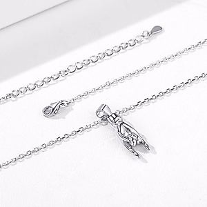 ChicSilver Italian Hand Necklace Mano Cornuto Good Luck Sign Pendant Necklace for Women Men 925 Sterling Silver Italian Hand Charm 18 Inch