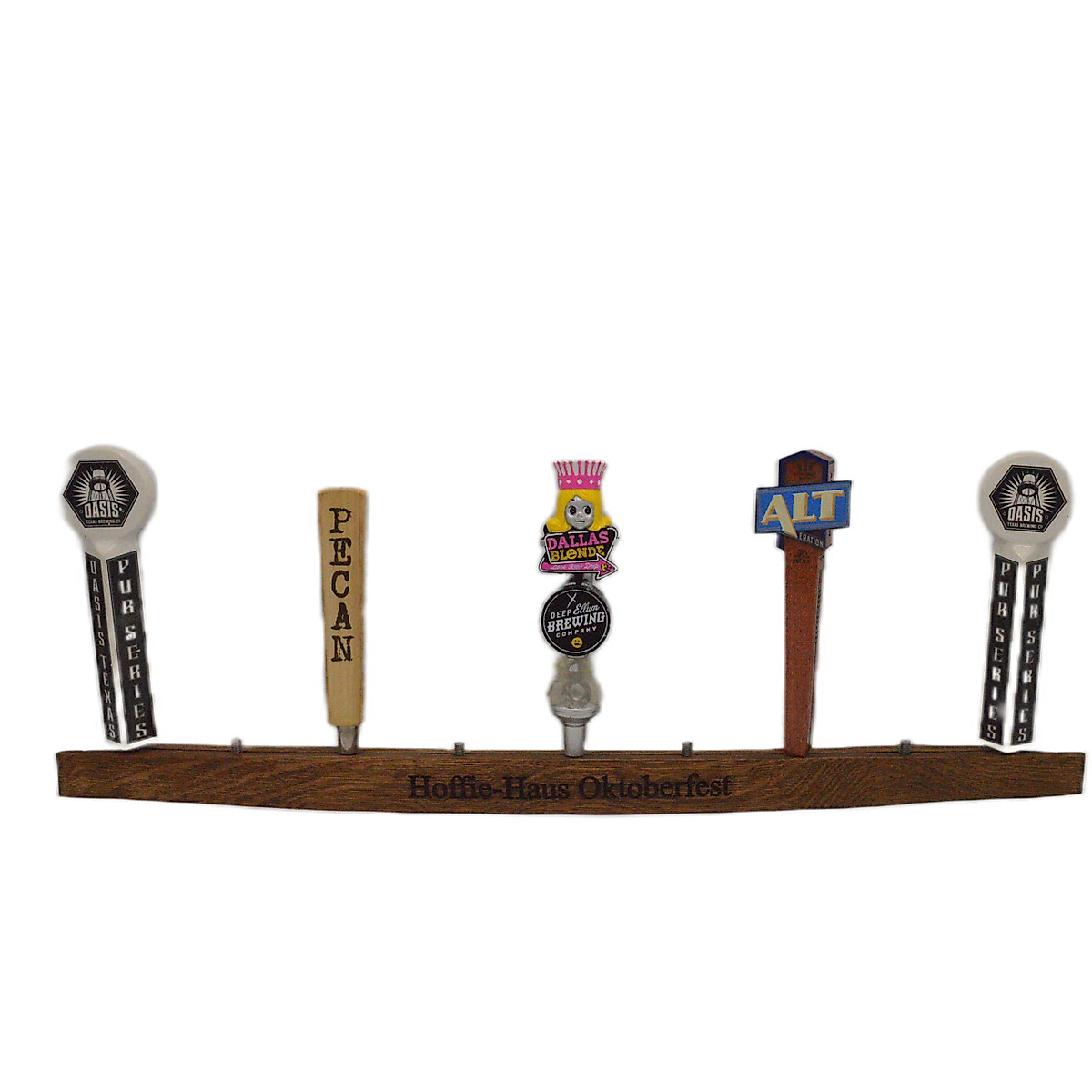 Personalized Engraved Customized Handmade Oak Whiskey Barrel 9 Beer Tap Wall Mountable Display (9 Taps)