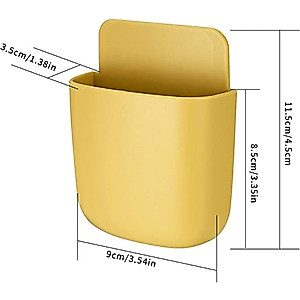 TOOINKCV 6 Pcs Remote Control Holder Wall Mounted, Self-Adhesive Wall Mount Phone Pen Pencil Makeup Brushes Glasses Holder Storage Box Organizer for Wall Beside Table (3 White+ 3 Grey)