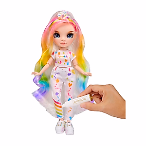Rainbow High Color & Create Fashion DIY Doll with Washable Rainbow Markers, Blue Eyes, Straight Hair, Bonus Top & Shoes. Color, Create, Play, Rinse and Repeat. Creative 4-12+