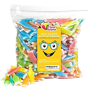 Wax Bottle Candy - 3 LB - Wax Candy Bottles With Juice - Easter Candies for Kids - Old School 90's Chewy Wax Candy Drinks - Bulk Candy