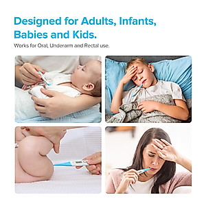 Thermometer for Adults with 8 Seconds Fast Accurate Reading, Baby Thermometer for Oral, Rectal or Under Arm Use, Digital Thermometer with Fever Alarm, Large LCD Display