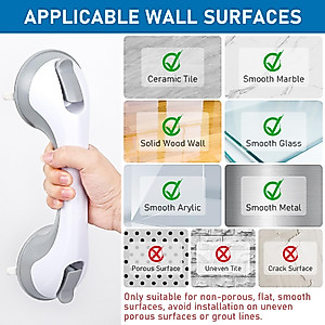 Dotday 12 Inch Suction Grab Bars for Bathtubs and Showers, 2 Pack Shower Handles for Elderly, Shower Grab Bars for Seniors, Handicap Shower Bars Shower Safety Bars for Bathroom Bathtubs Toilet