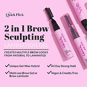 The Quick Flick - Quick Brow 2-in-1 Brow Lamination and Sculpting Gel, Unique Eyebrow Gel and Brow Wax Hybrid Formula, All-Day Hold Brow Gel and Laminate Eyebrow Makeup with Double-Sided Comb, 8 ml