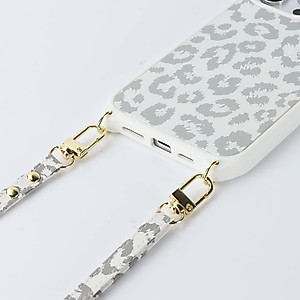 Cavor for iPhone 13 Pro Max Case,Compatible with Magsafe for Women,Crossbody Cases for iPhone 13 Pro Max with Strap Wireless Charging,Leopard Grain Full Body Shockproof Protective Case,White