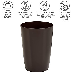 Small Trash Can – Open Top Garbage Cans for Kitchen, Office, Dorm, Bathroom, etc. –Waste Can for Compact/Tight Spaces – The Perfect Bathroom Trash Can - 2 Gallon Trash Bin – Glossy Metalic Dark Brown