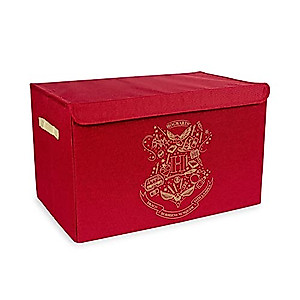 Harry Potter Hogwarts Collapsible Storage Bin Chest with Lid | Fabric Basket Container with Handles, Cubby Cube Closet Organizer | Wizarding World Gifts And Collectibles | 15 x 24 Inches
