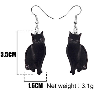 Bonsny Drop Dangle Sweet Black Cats Earrings Gift Pets Pattern Fashion Jewelry For Women