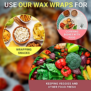 EZGOODZ Reusable Beeswax Food Wraps S, M, L. Pack of 3 Organic Reusable Beeswax Wrap with Animal Print. Washable Bee Wax Paper Food Wrap for Sandwiches, Bowls. Sturdy Beeswax Wraps for Food Reusable