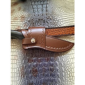 Custom Leather Cross Draw Knife Sheath for Buck 119 SPECIAL Knife, Dyed Brown, Sheath Only