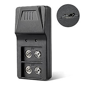 9V Batteries Charger 9V NiMh Charger USB for 9 Volt Lithium-ion/Ni-MH/Ni-CD Rechargeable Batteries （Battery Not Included）