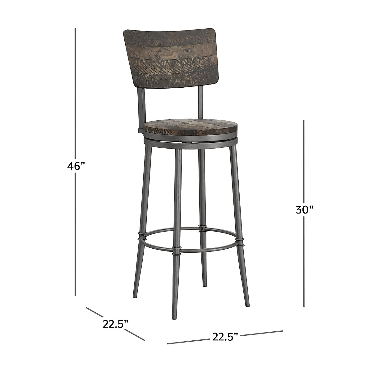 Hillsdale Jennings 30" Metal Farmhouse Bar Stool in Gray Finish