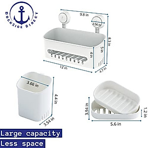 Shower Caddy Vacuum Suction Cup 3Pcs-No Drilling Bathroom Suction Cup Shower Shelf Organizer-Shower Shelves Basket for Shampoo,Soap and Toothbrush Holder-Racks for Inside Bath and Kitchen Wall (White)