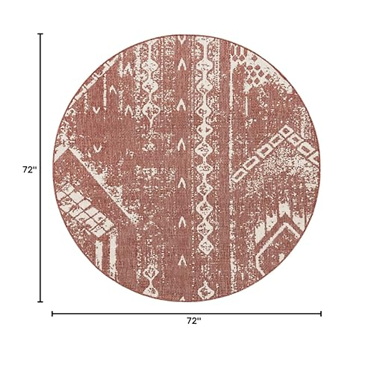 Rugs.com Outdoor Bohemian Collection Rug – 6 Ft Round Terracotta Flatweave Rug Perfect for Kitchens, Dining Rooms