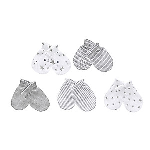 MAMIMAKA Baby Hat and Mittens Set Newborn Baby Hats Caps for Baby Boys Girls 0-6 Months 100% Cotton