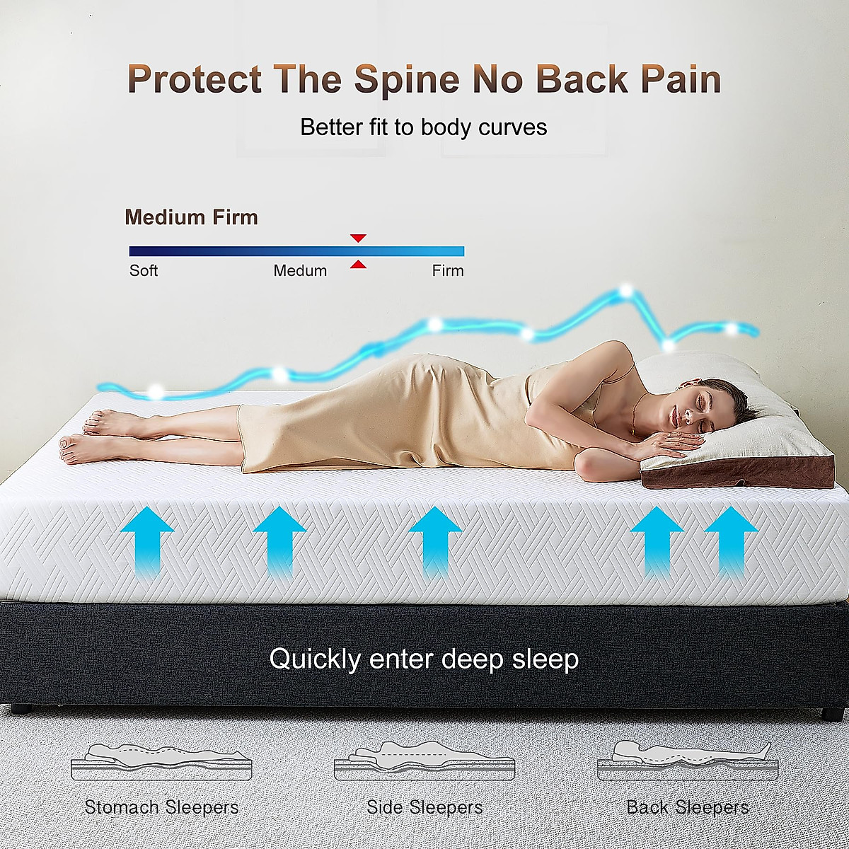 King Size Mattress,10/12 inch Memory Foam Mattress Medium Firm Mattresses for Cool Sleep Relieving Pressure Relief CertiPUR-US Certified Mattress for Adult in a Box(10 inch,King)