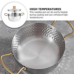 Double Handle Pot Stovetop Cooking Pots Ramen Cooker Slow Cooker Soup Stockpot Ramen Pot for Cooking Hotpot Noodle Pot Stainless Cookware Small Ramen Pot Wok Korean Stainless Steel