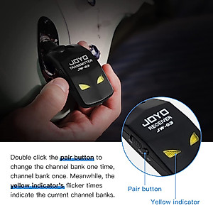 JOYO 2.4GHz Wireless Guitar System 4 Channels Rechargeable Audio Wireless Transmitter Receiver for Guitar Bass Electric Instruments (JW-03)