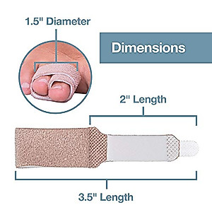 ZenToes Reusable Fabric Buddy Wraps for Broken Toes, Hammertoe Straightener, 4 Count (Beige)