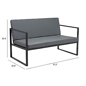 Zuo Modern - Claremont Sofa Gray - Modern - Seating - Plywood, Steel, Foam, 100% Polyurethane - Indoor - 29.5in Height