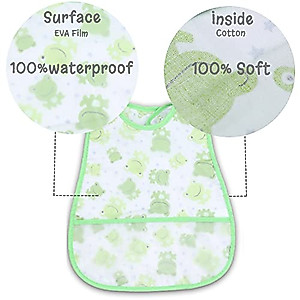 Baby bibs Waterproof Toddler bib - Feeding bib with Pocket for Infant Boy Girl Washable 6-36M