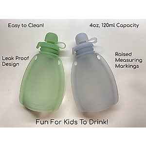 Jane & Kate Reusable Baby Food Silicone Pouch, 100% Silicone, Baby Food Storage Squeezable Pouch, Dishwasher Safe, Freezer Safe, Oven Safe, 2 Pack