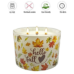 Fall Candles, Fall Decorations for Home - Fall Gifts for Women, Natural Soy Wax Apple Cinnamon Scented Candles(12.7oz)