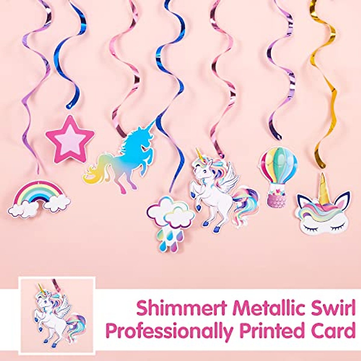 Unicorn Hanging Swirls - 21PCS Rainbow Unicorn Birthday Decorations Ceiling Streamers for Girls Birthday Party Supplies Unicorn Theme Hanging Decor