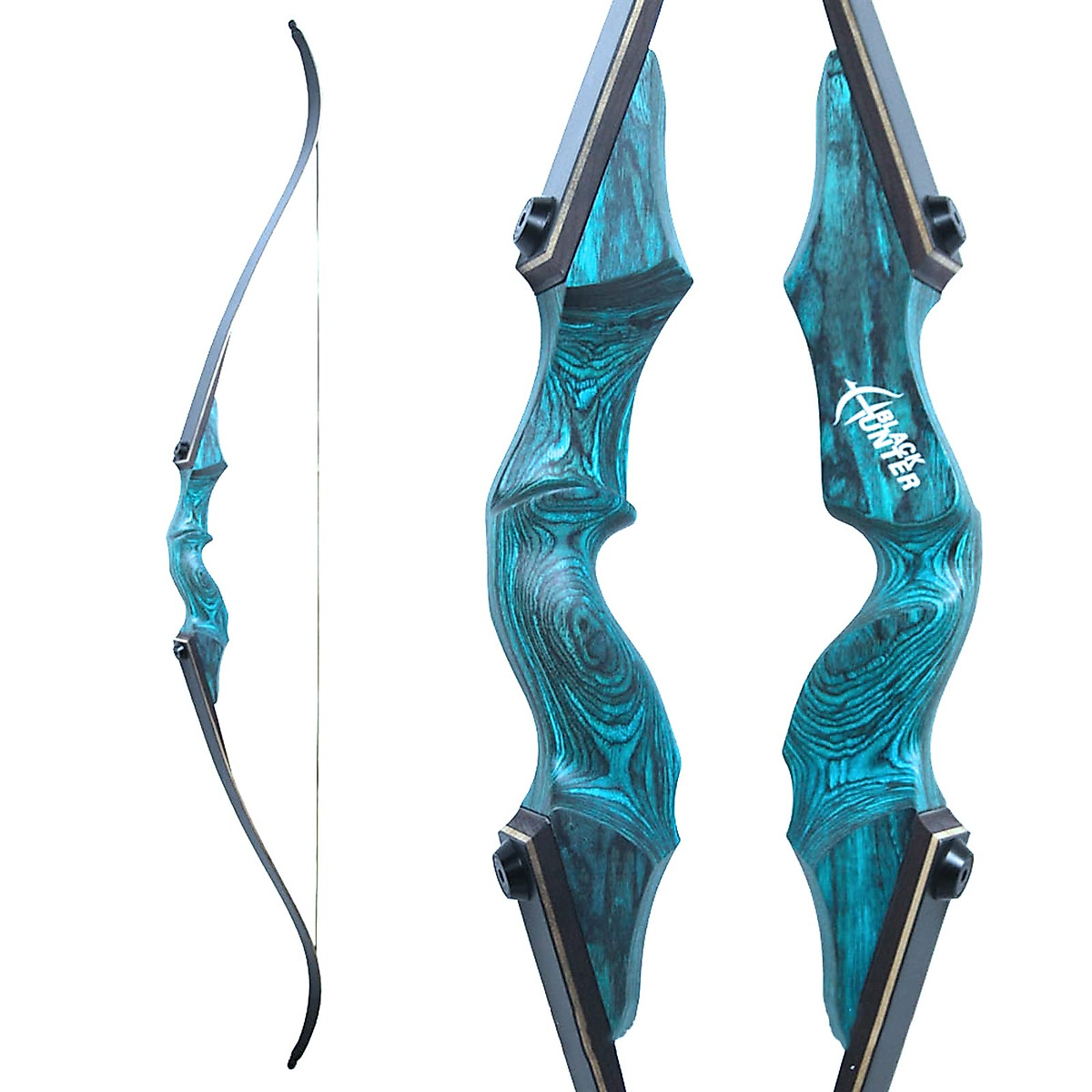 Black Hunter Takedown Recurve Bows for Adults Archery Bow Set Hunting Bow 60" 20-60 lbs Right Hand Wooden Riser with Arm Guard and Finger Guard for Outdoor Shooting Hunting Competition (25 lbs)