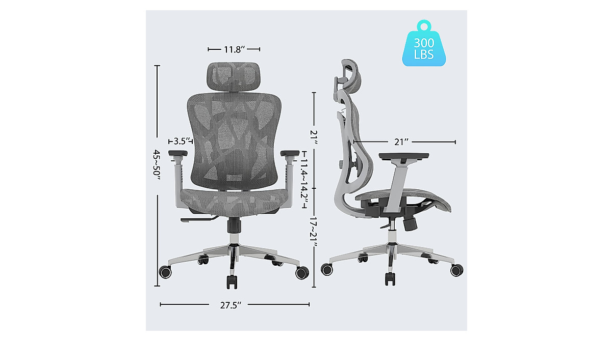 Logicfox Ergonomic Mesh Office Chair with Adjustable Support & Lumbar